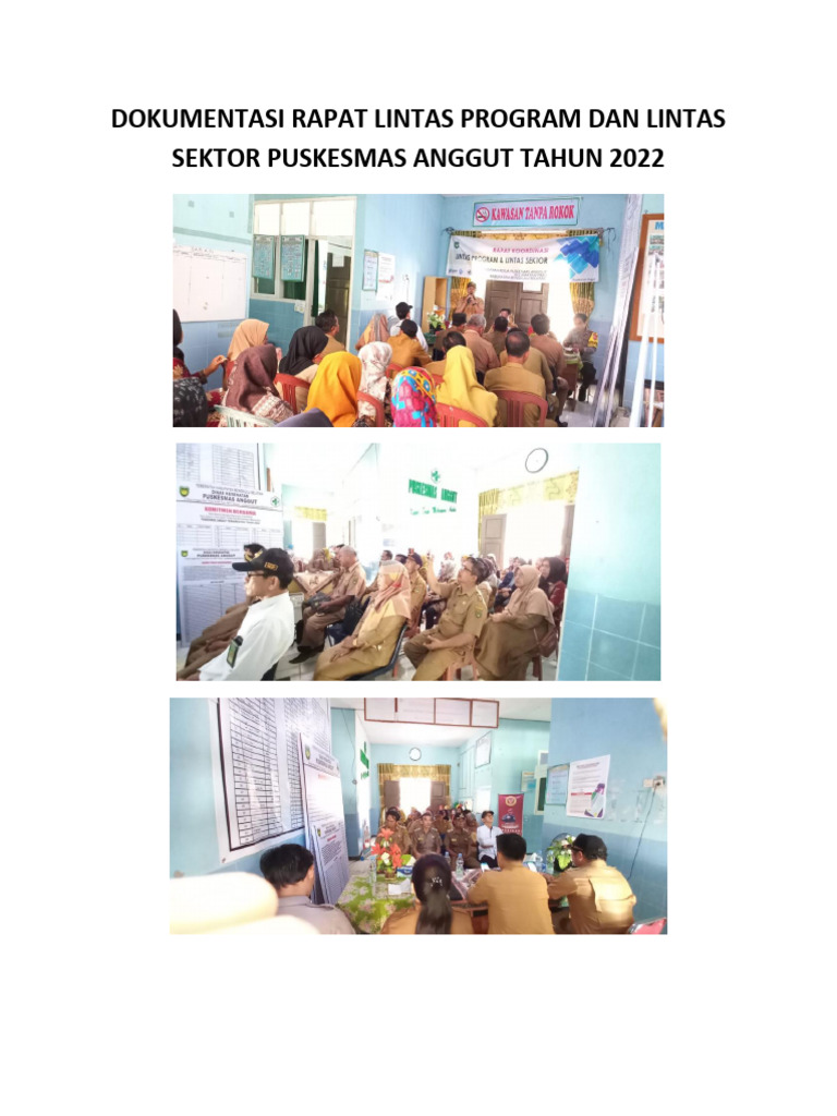 Dokumentasi Rapat Lintas Program Dan Lintas Sektor Puskesmas Anggut Tahun 2022 | PDF