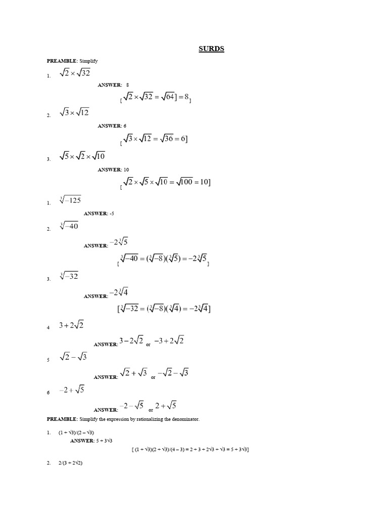 Surds | PDF | Mathematical Concepts | Mathematical Analysis