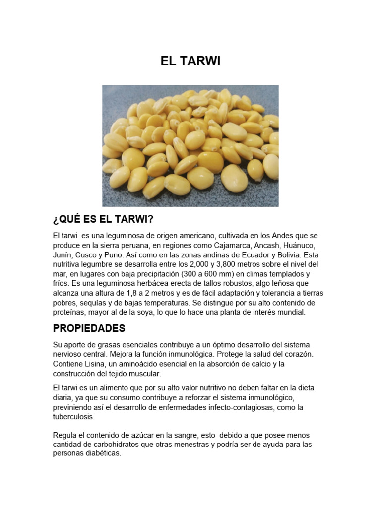 El Tarwi | PDF | Comida y bebida | Nutrición