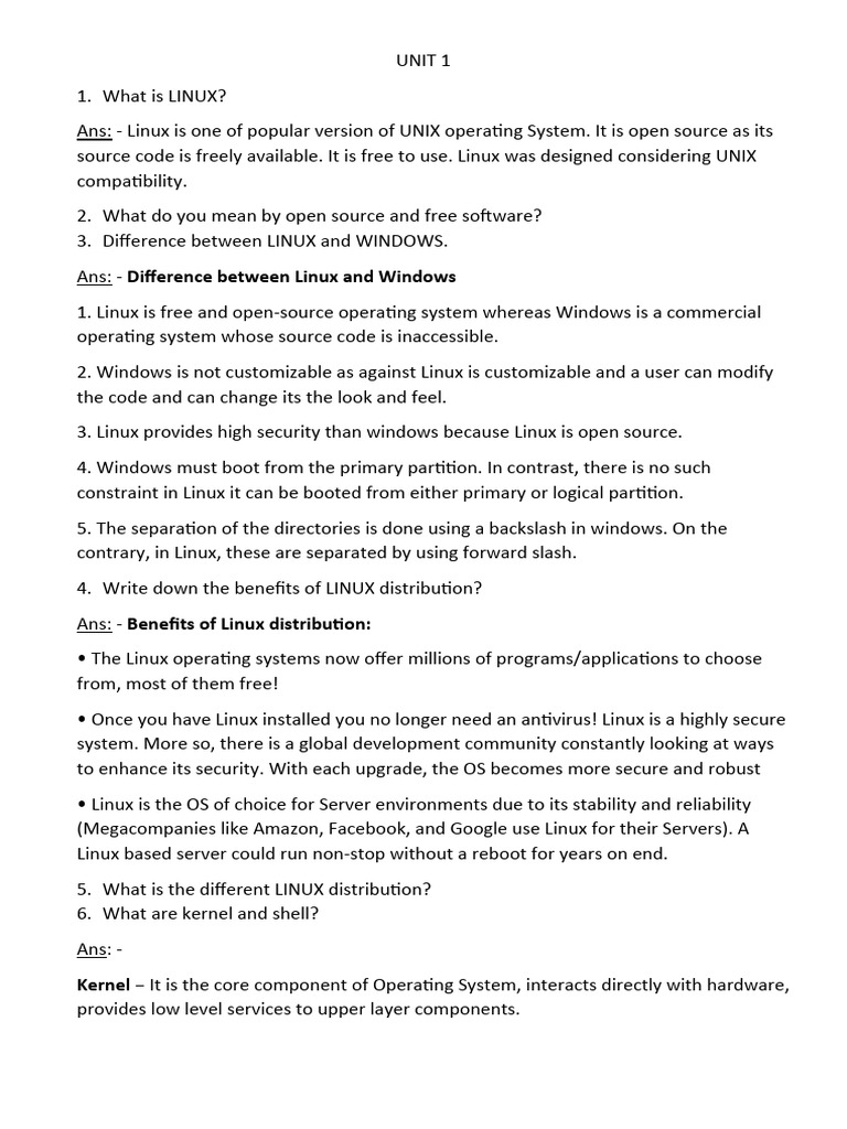 Unit 1 | PDF | Operating System | Linux
