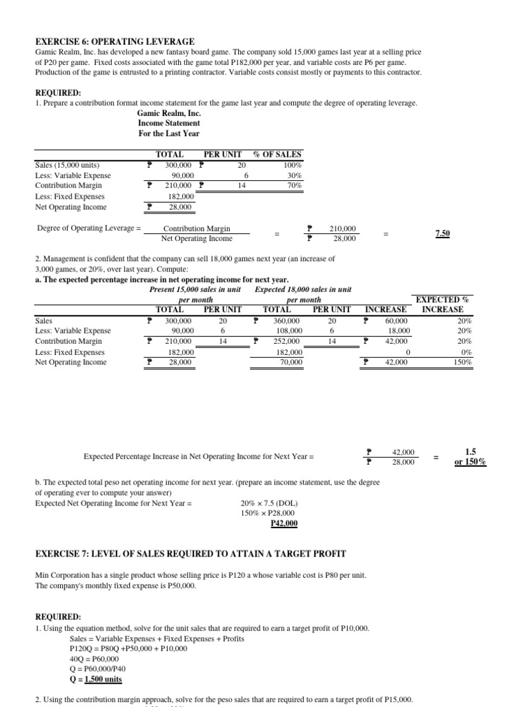 6&7 Chapter 7-Cost Volume-Profit Relationship and Break-Even Analysis | PDF | Management ...