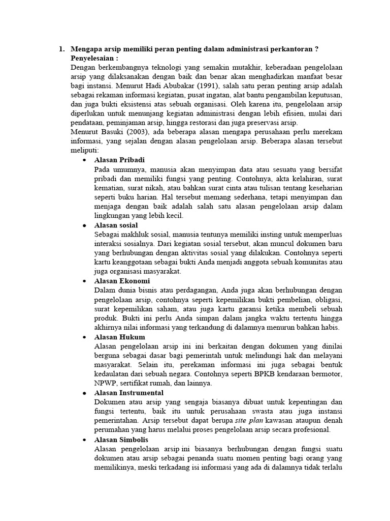 Mengapa Arsip Memiliki Peran Penting Dalam Administrasi Perkantoran | PDF Mengapa Arsip Memiliki Peran Penting Dalam Administrasi Perkantoran | PDF