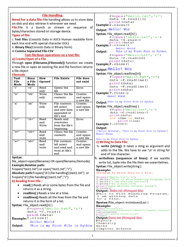 3 Filehandling | PDF | Computer File | Text File