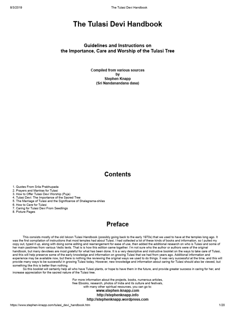 The Tulasi Devi Handbook | PDF | Indian Religions | Hindu Mythology