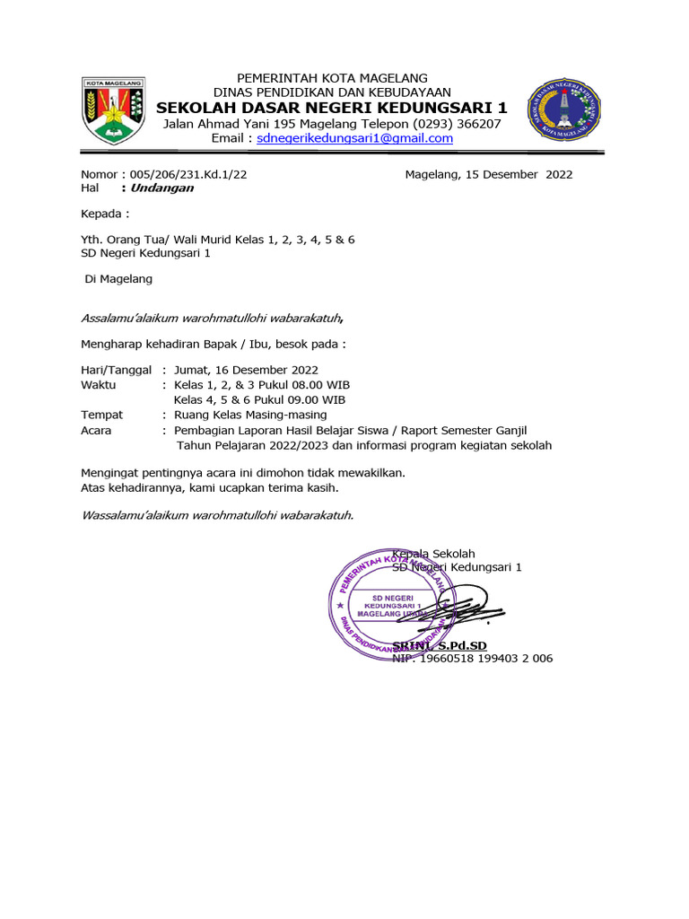 Surat Pengambilan Rapot | PDF | Ilmu Sosial