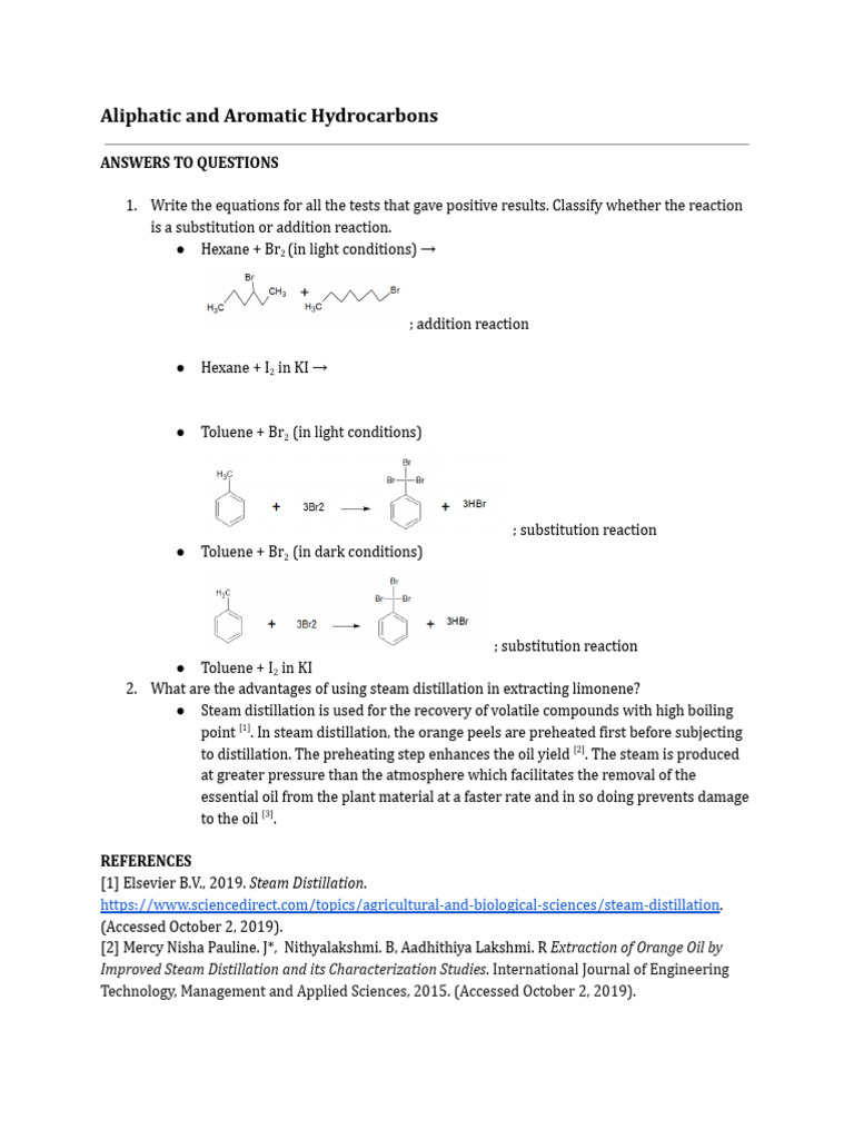 UP CHEM 31 Aliphatic and Aromatic Hydrocarbons | PDF