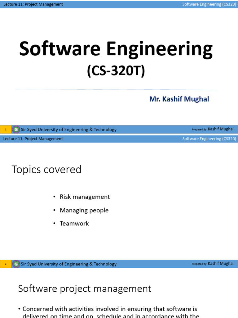 112 Lecture 11a Project Management Pdf Project Management Risk