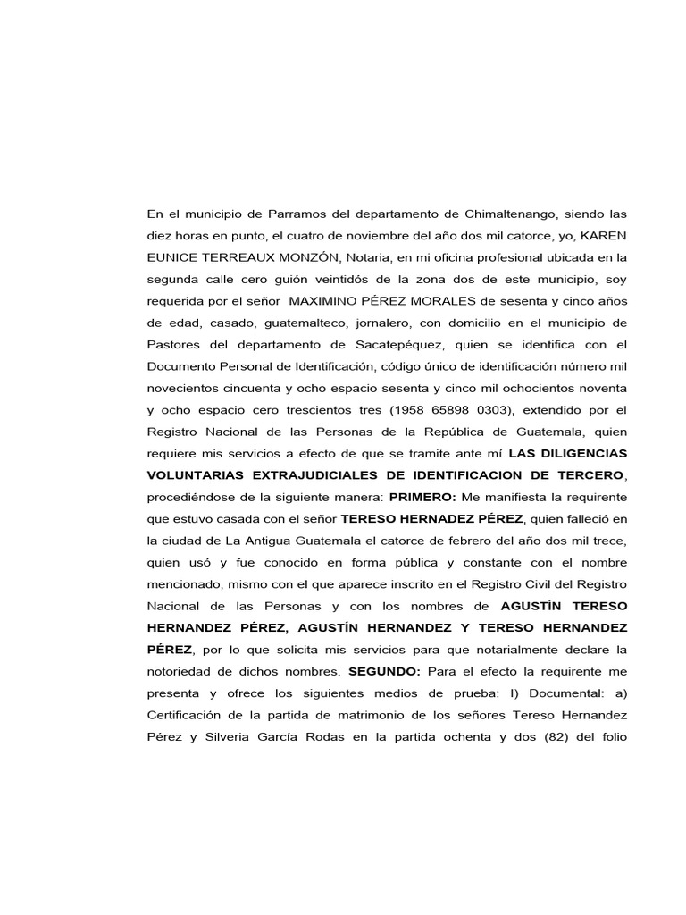 Acta Notarial De Requerimiento Pdf Guatemala