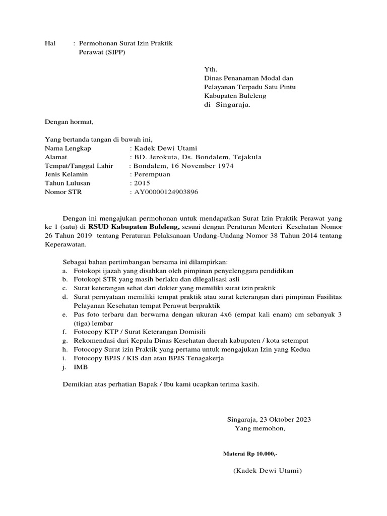 FORM Permohonan SIPP | PDF