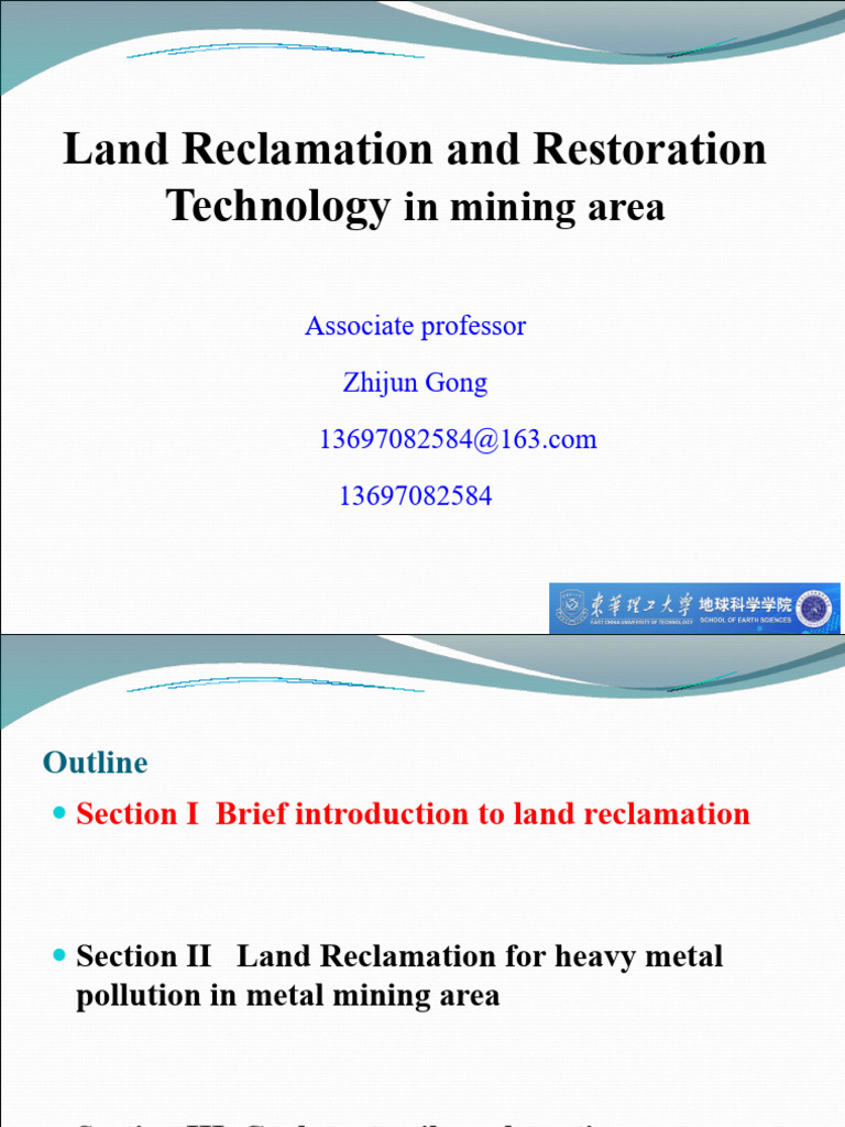 Lecture 10 Land Reclamation and Restoration Technology in Mining Area ...