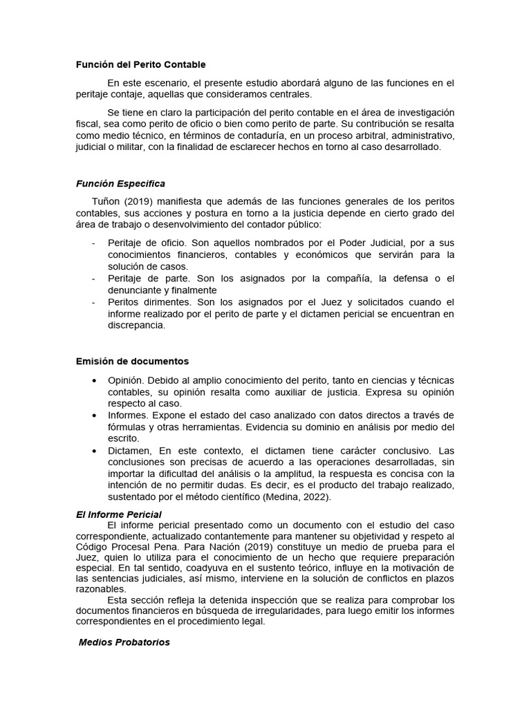 Función Del Perito Contable Pdf Testigo Experto Experto