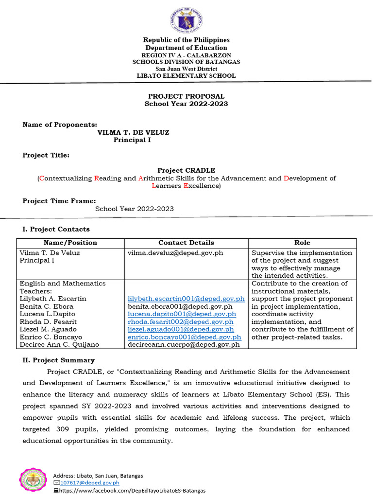 Project Proposal Cradle | PDF | Literacy | Human Communication