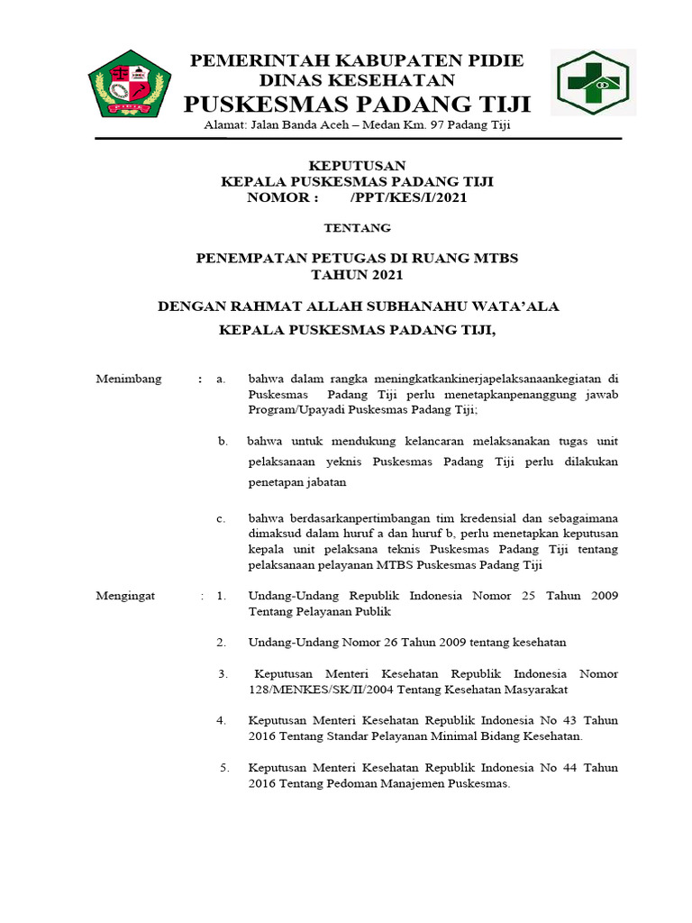 SK Penempatan MTBS | PDF