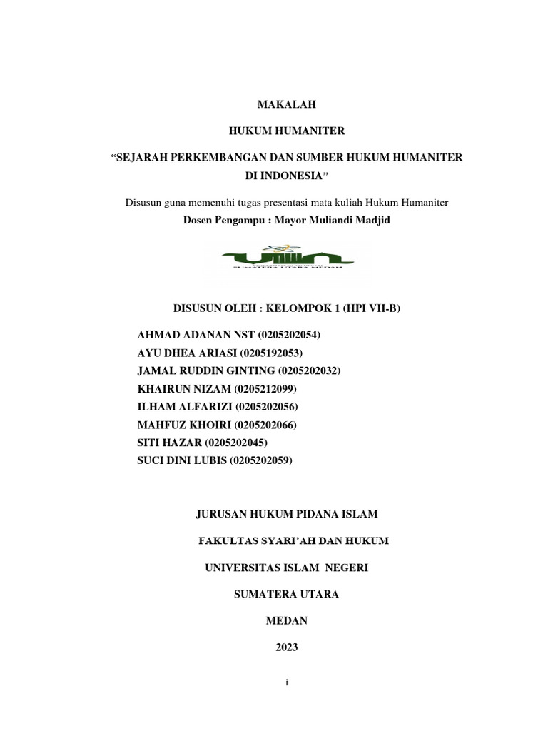 Sejarah dan Sumber Hukum Humaniter Indonesia | PDF | Politik | Sejarah