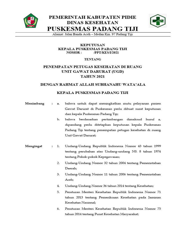 SK Penempatan UGD Fix | PDF