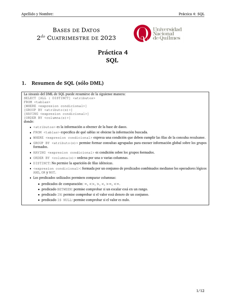 Practica SQL | PDF | SQL | Ciencias de la Información