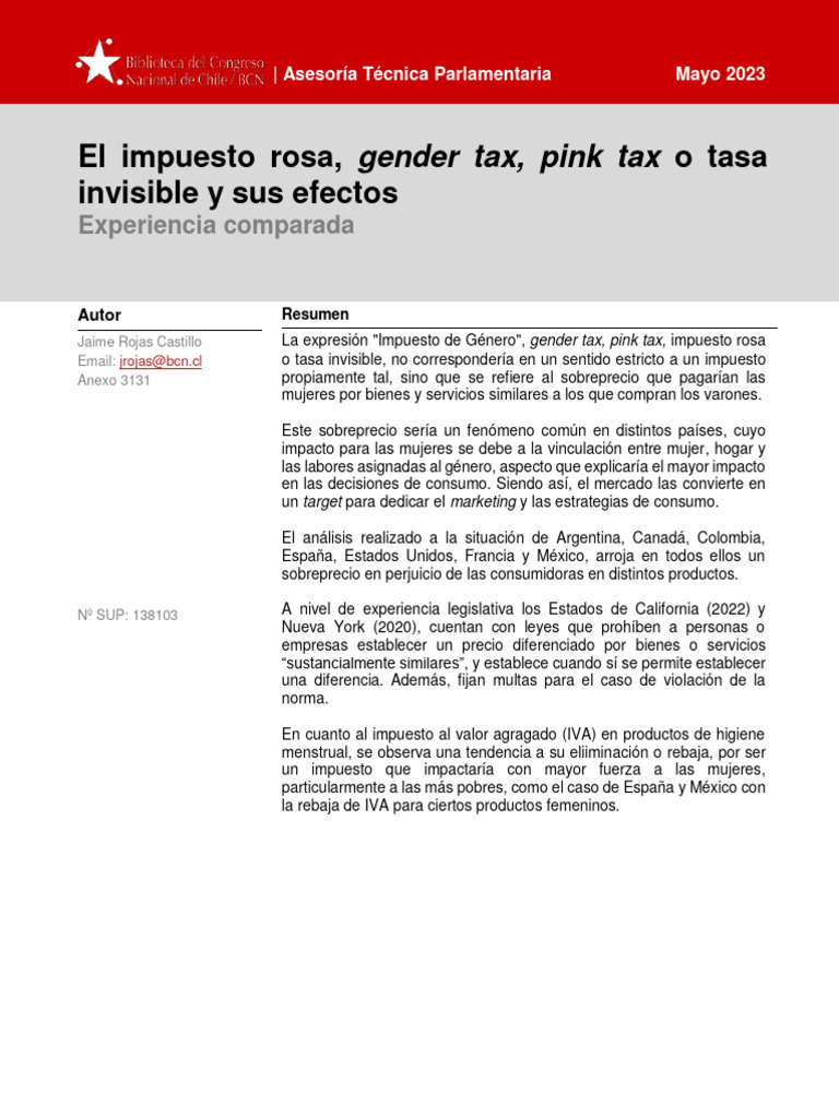Efectos del Impuesto Rosa en Mujeres | PDF | Economias