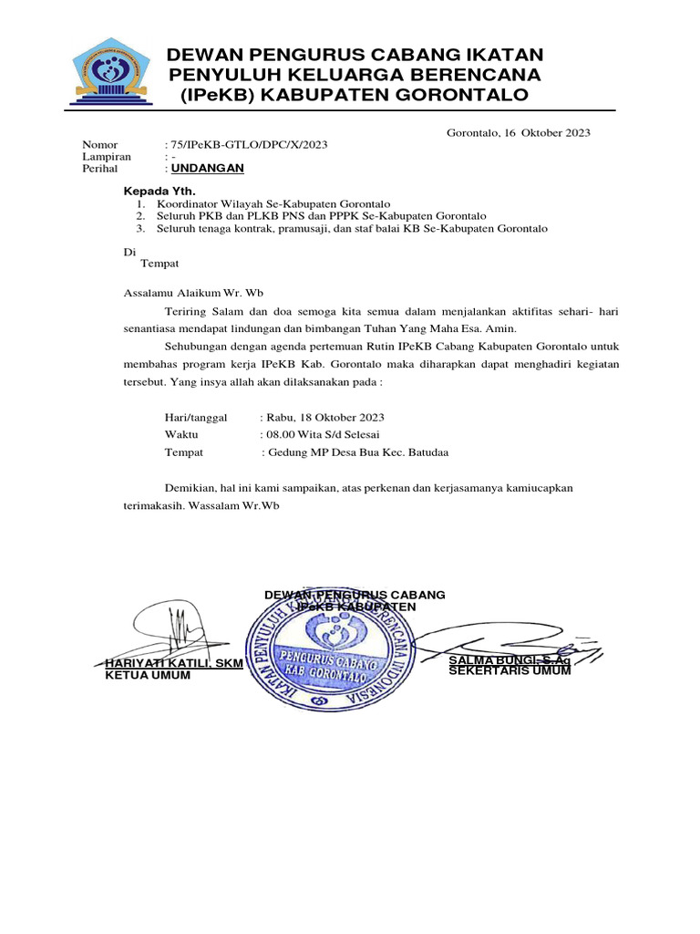 Surat IPeKB Korwil | PDF | Griya & Taman