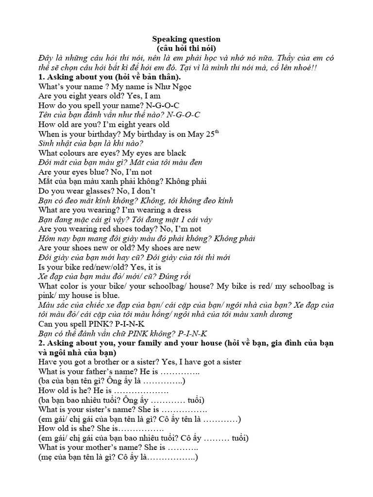 Speaking Question | PDF