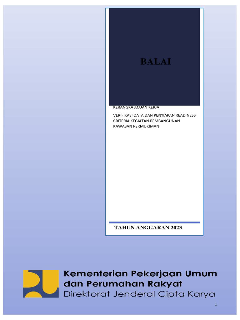 KAK 2023 - Verifikasi Data Dan Penyiapan RC PKP | PDF
