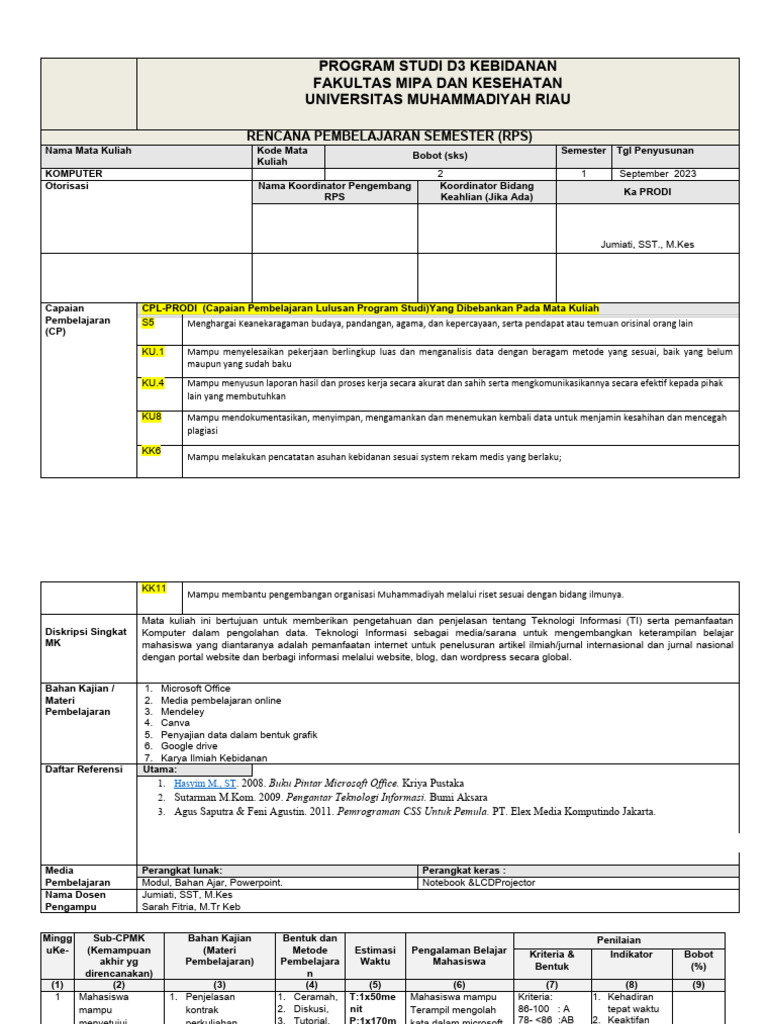 RPS Komputer Bidan Fix | PDF | Komputer