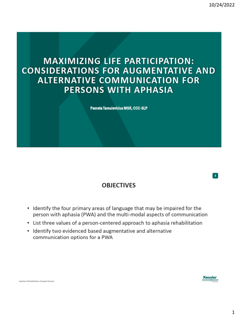 Aphasia Handout | PDF | Aphasia | Physical Therapy