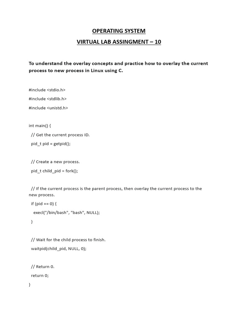 OS Virtual Lab 10 | PDF