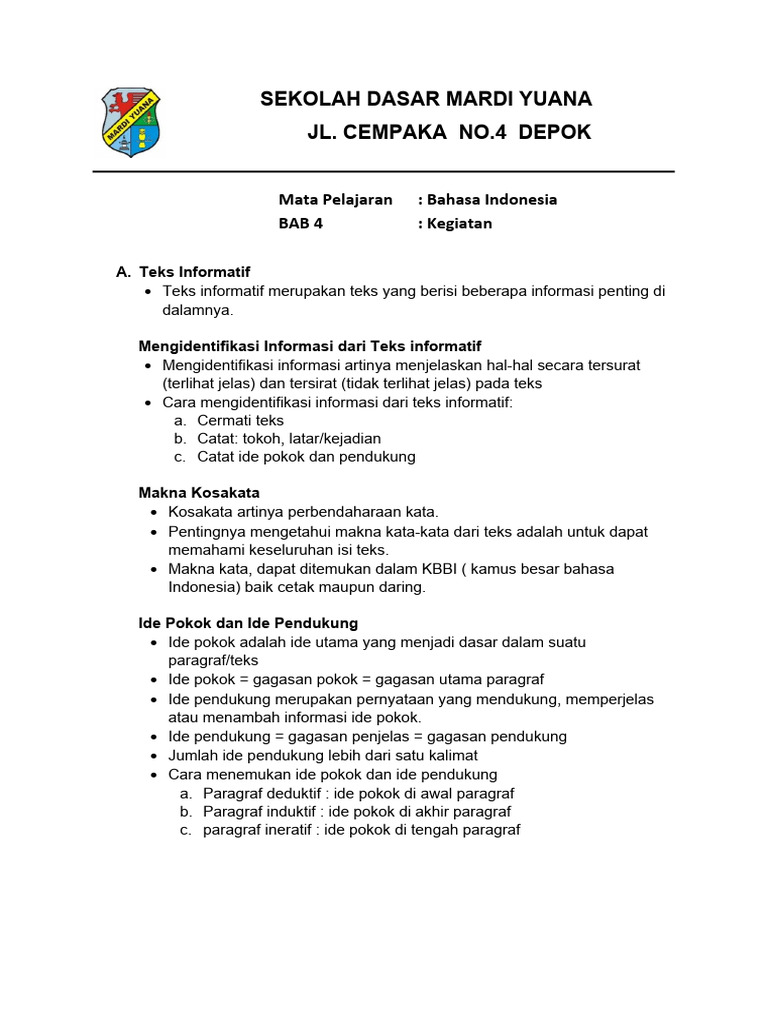 Teks Informatif dan Wawancara Kelas 4 | PDF | Seni & Disiplin Bahasa