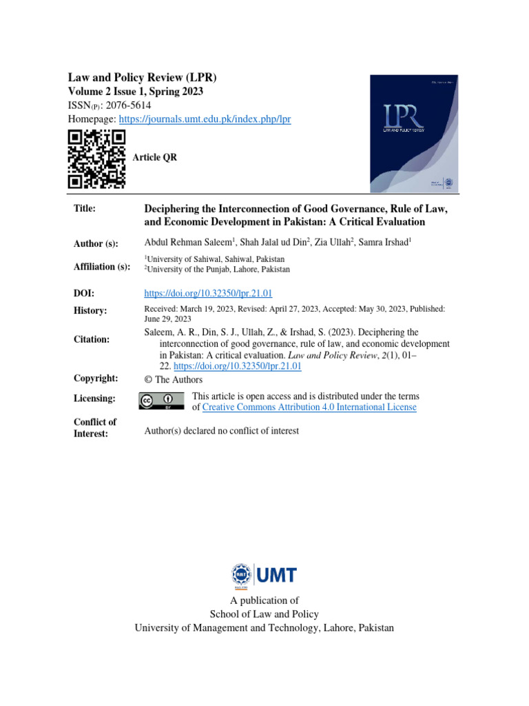 Deciphering The Interconnection of Good Governance, Rule of Law, and ... Deciphering The Interconnection of Good Governance, Rule of Law, and ...