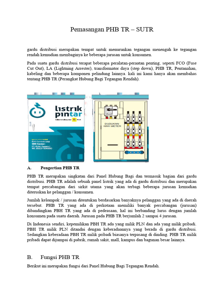 Fungsi dan Komponen PHB TR dalam Gardu Distribusi | PDF