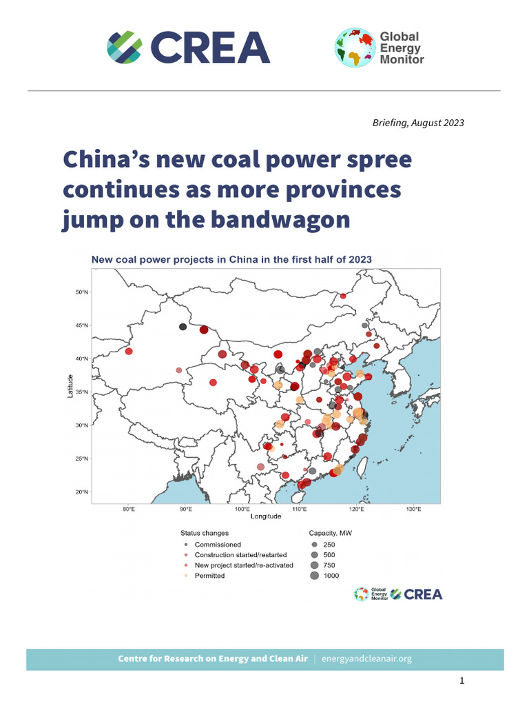 CREA GEM China Coal Power Briefing 2023H1 08.2023 | PDF | Solar Power | Wind Power