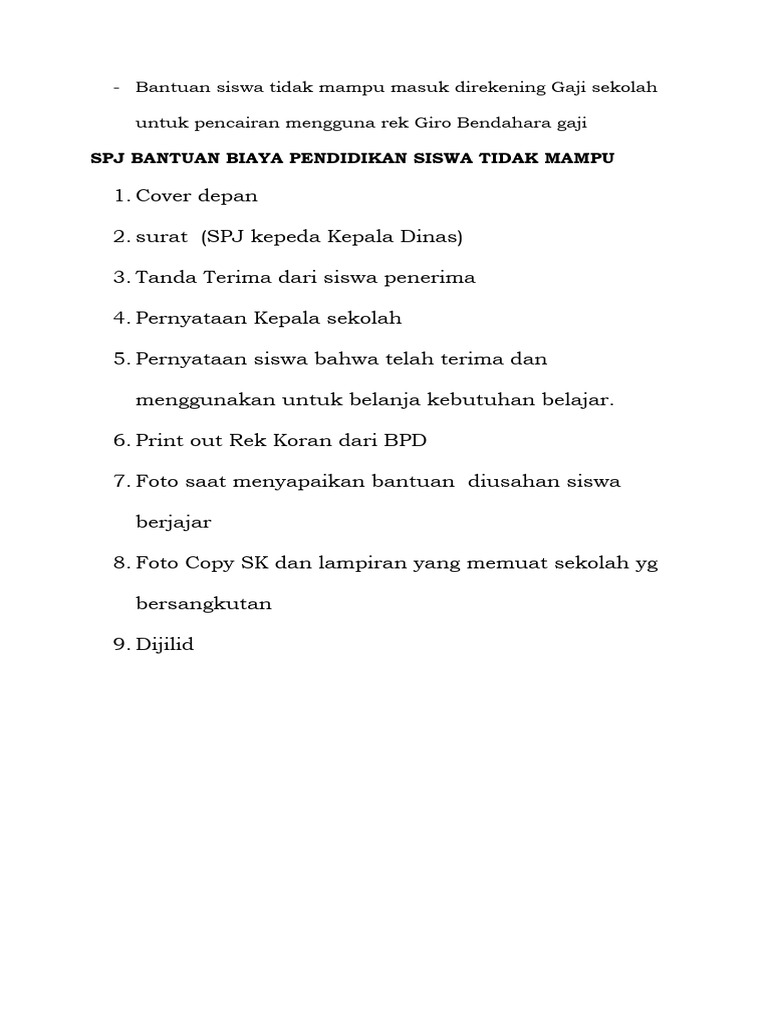 Contoh SPJ Bantuan Siswa 2023 | PDF | Karier & Perkembangan