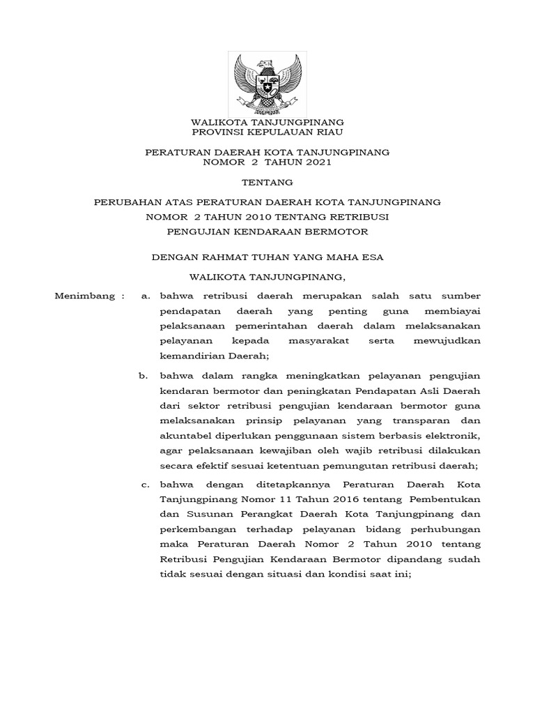 Perda - 2 - 2021 - Jdihtpi | PDF