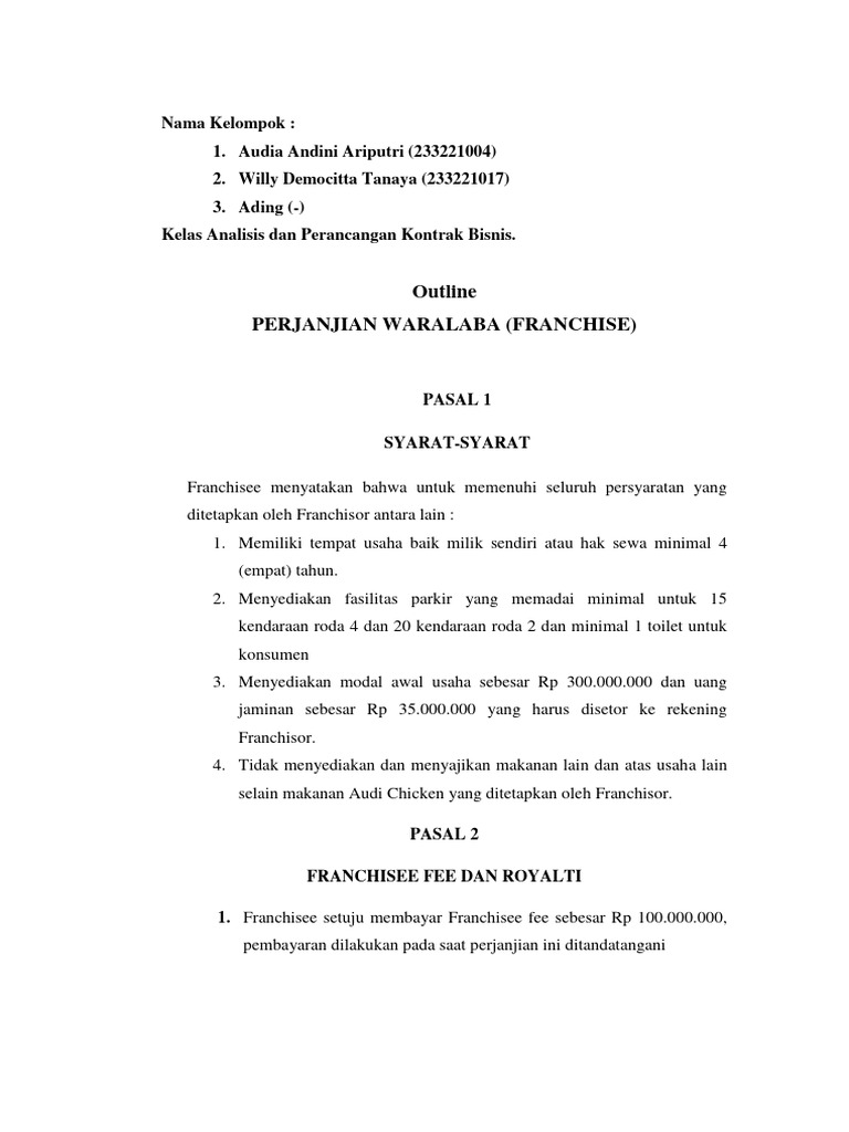 Tugas Analisis Dan Perancangan Kontrak Bisnis | PDF