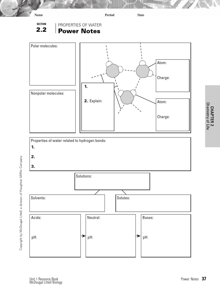 2 2+Power+Notes | PDF | Properties Of Water | Chemical Polarity