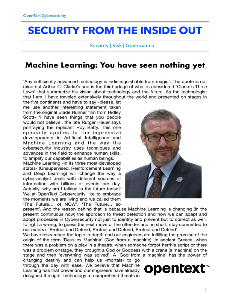 OpenText's Machine Learning in Cybersecurity | PDF | Machine Learning | Computer Security