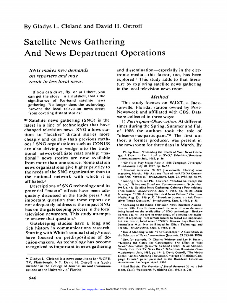 Impact of Satellite News Gathering on Local News | PDF | News ...
