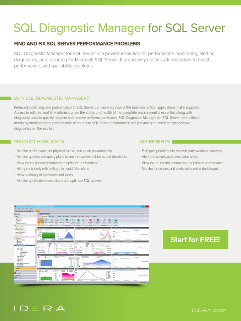 Idera Datasheet SQL Diagnostic Manager For SQL Server | PDF | Microsoft ...