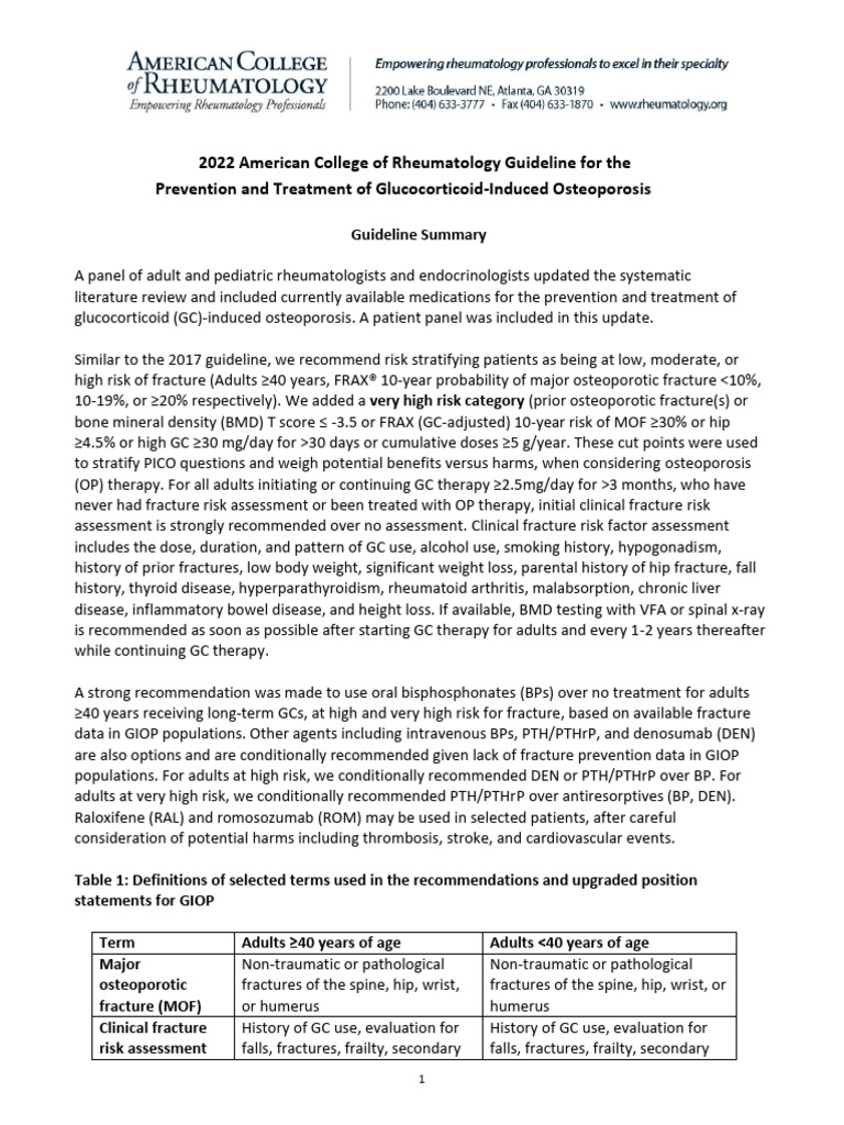 Giop Guideline Summary 2022 | PDF | Osteoporosis | Vitamin D