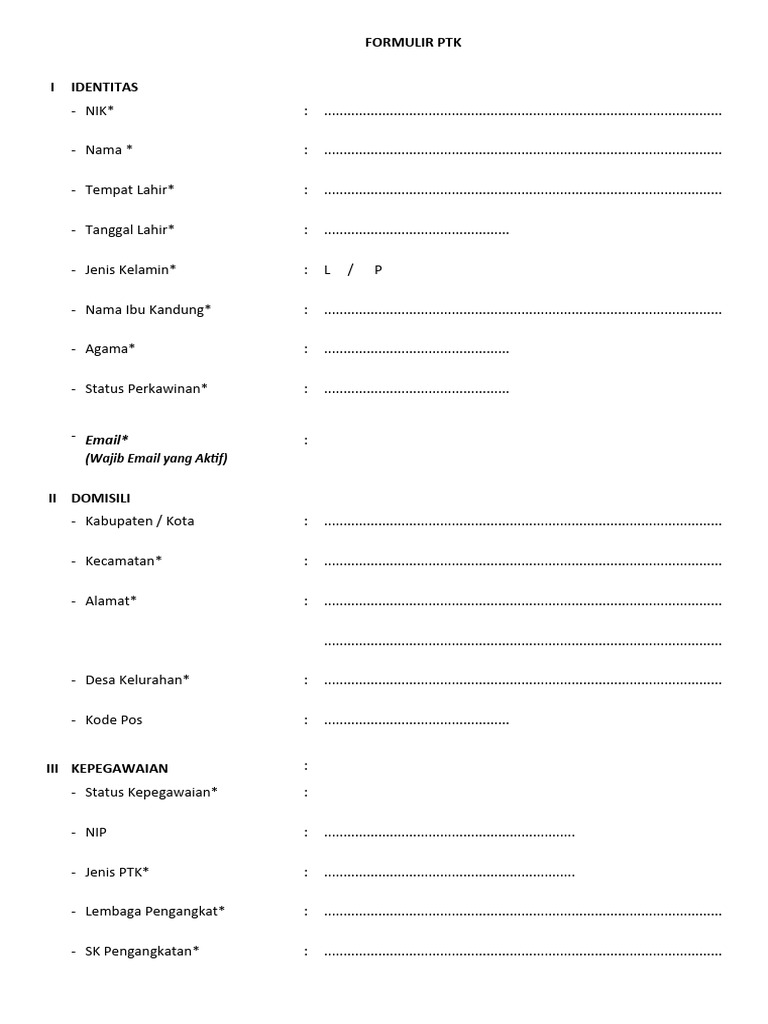 FORMULIR PTK | PDF