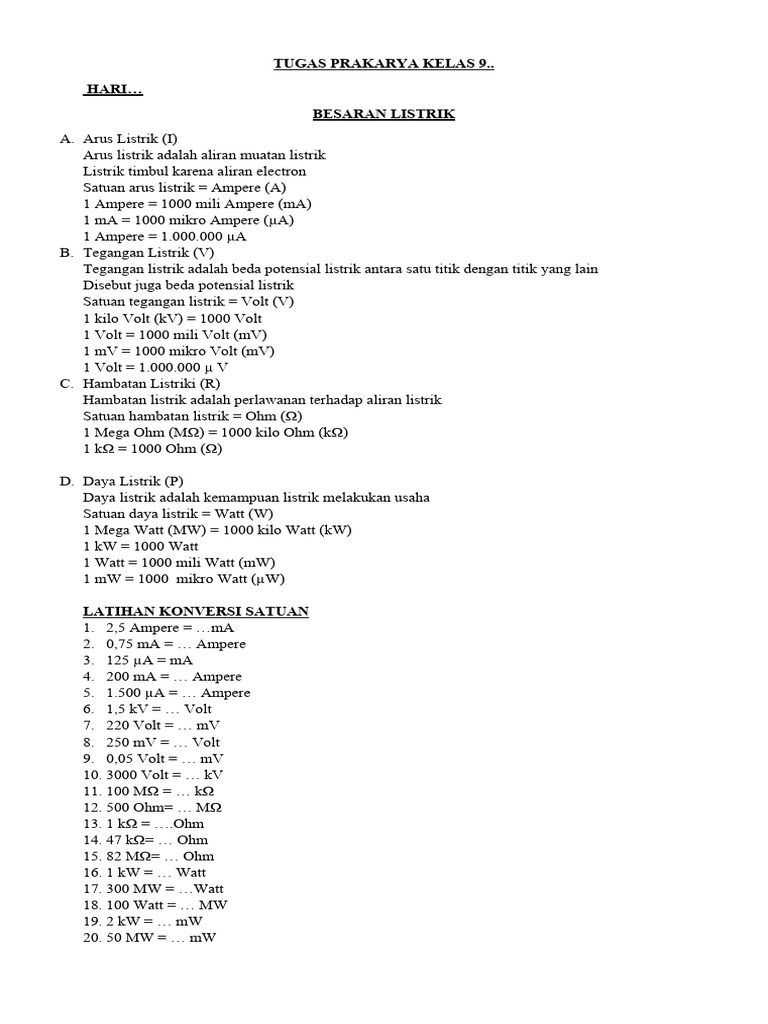 Besaran Listrik dan Konversi Satuan | PDF