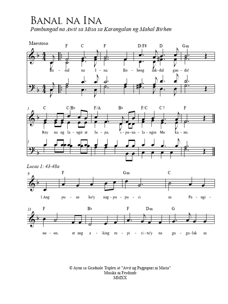 Banal Na Ina Ferdzmb SATB MMXX | PDF