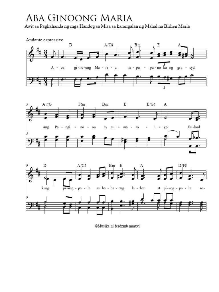 Aba Ginoong Maria II Offertorium SATB Ferdzmb Mmxvi 1 | PDF