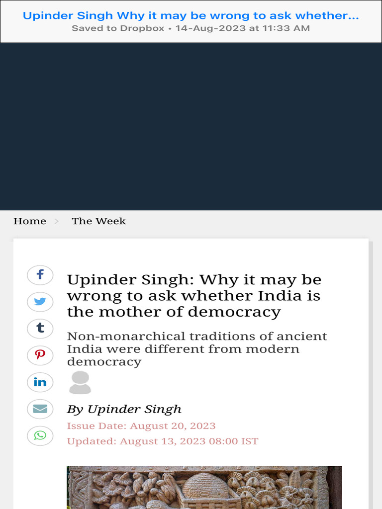 Upinder Singh Why it may be wrong to ask whether India is the mother of ...