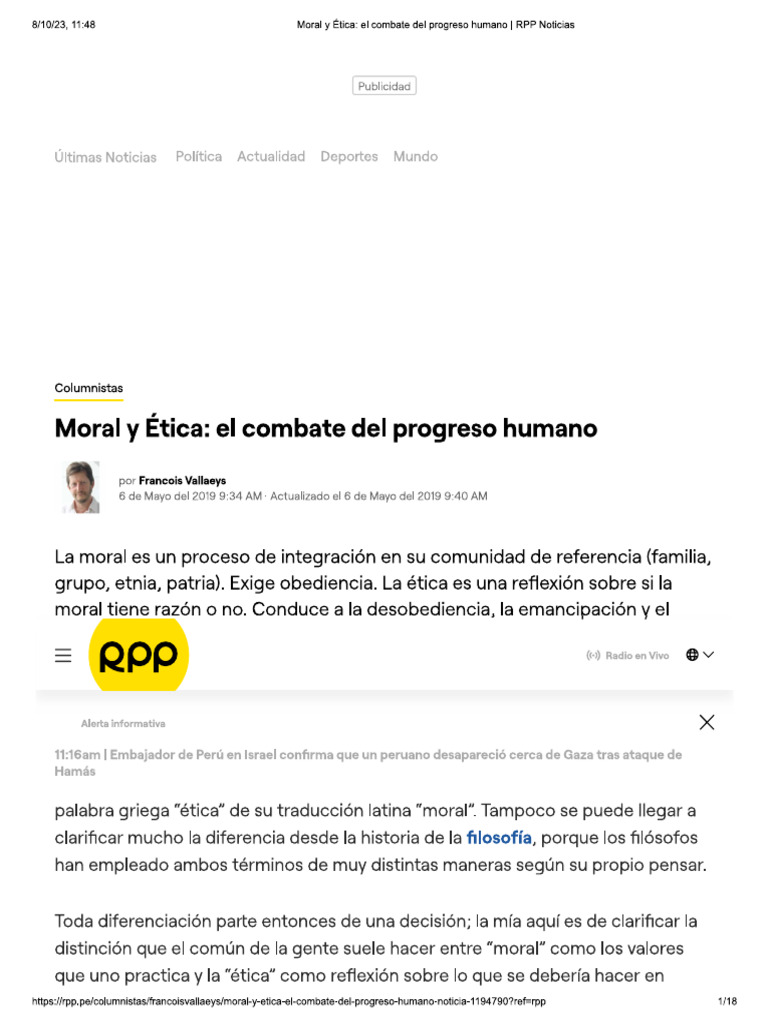 Moral y Etica - El Combate Del Progreso Huamano | PDF