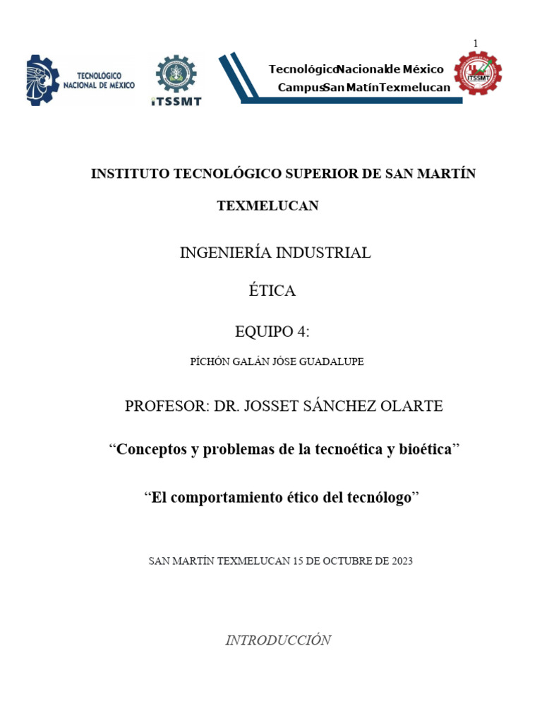 ENSAYO- Ética 1ro D Conceptos y Problemas de La Tecnoetica y ...