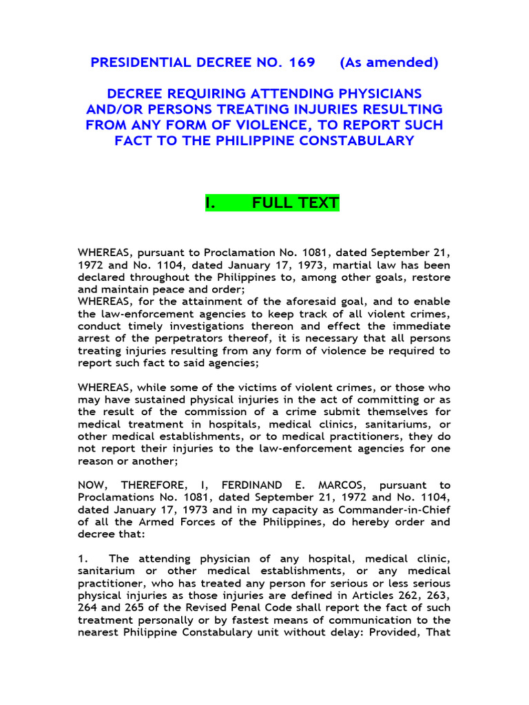 PD 169 2 | PDF | Physician | Common Law