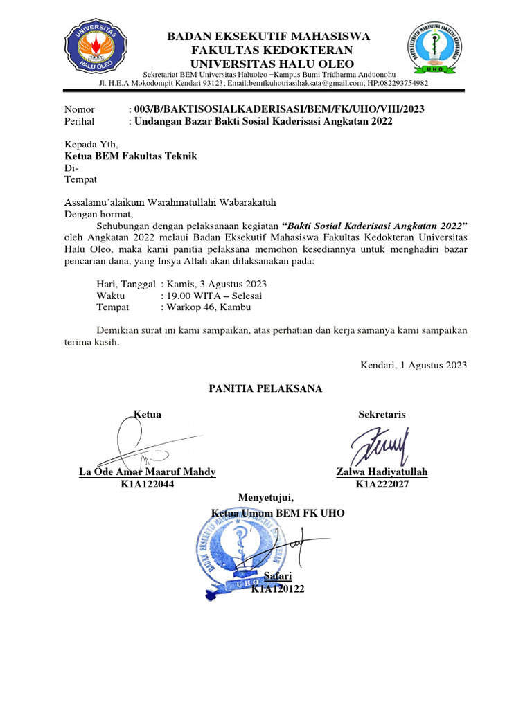 003-Surat Undangan Bazar - TEKNIK | PDF