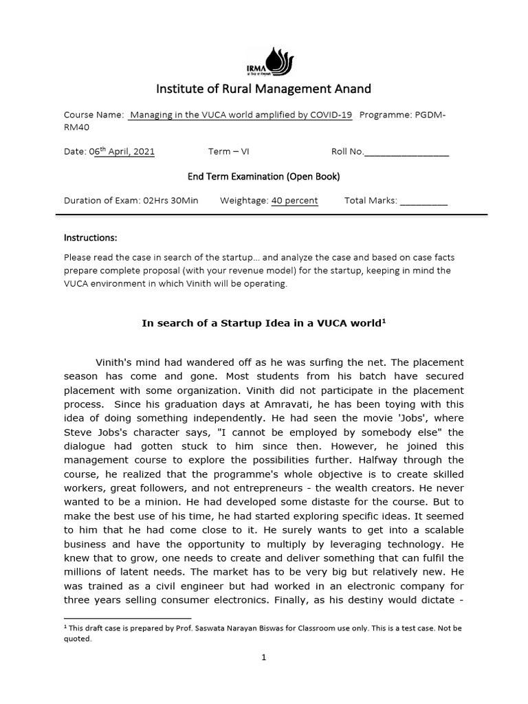 PRM40-VUCA-Question Paper | PDF | Online Shopping | Agriculture