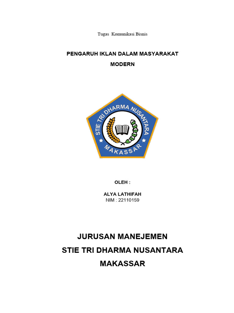 Makalah Pengaruh Iklan Dalam Masyarakat Modern STIE TRI Dharma Nusantara | PDF | Ilmu Sosial